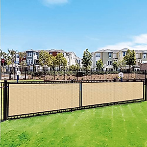 SunnyRoyal Privacy Fence Screen Heavy Duty Windscreen Net Fabric Cloth with Brass Gromments Perspective Block UV Resistant Heavy Duty Commercial Grade Beige 2'x86'