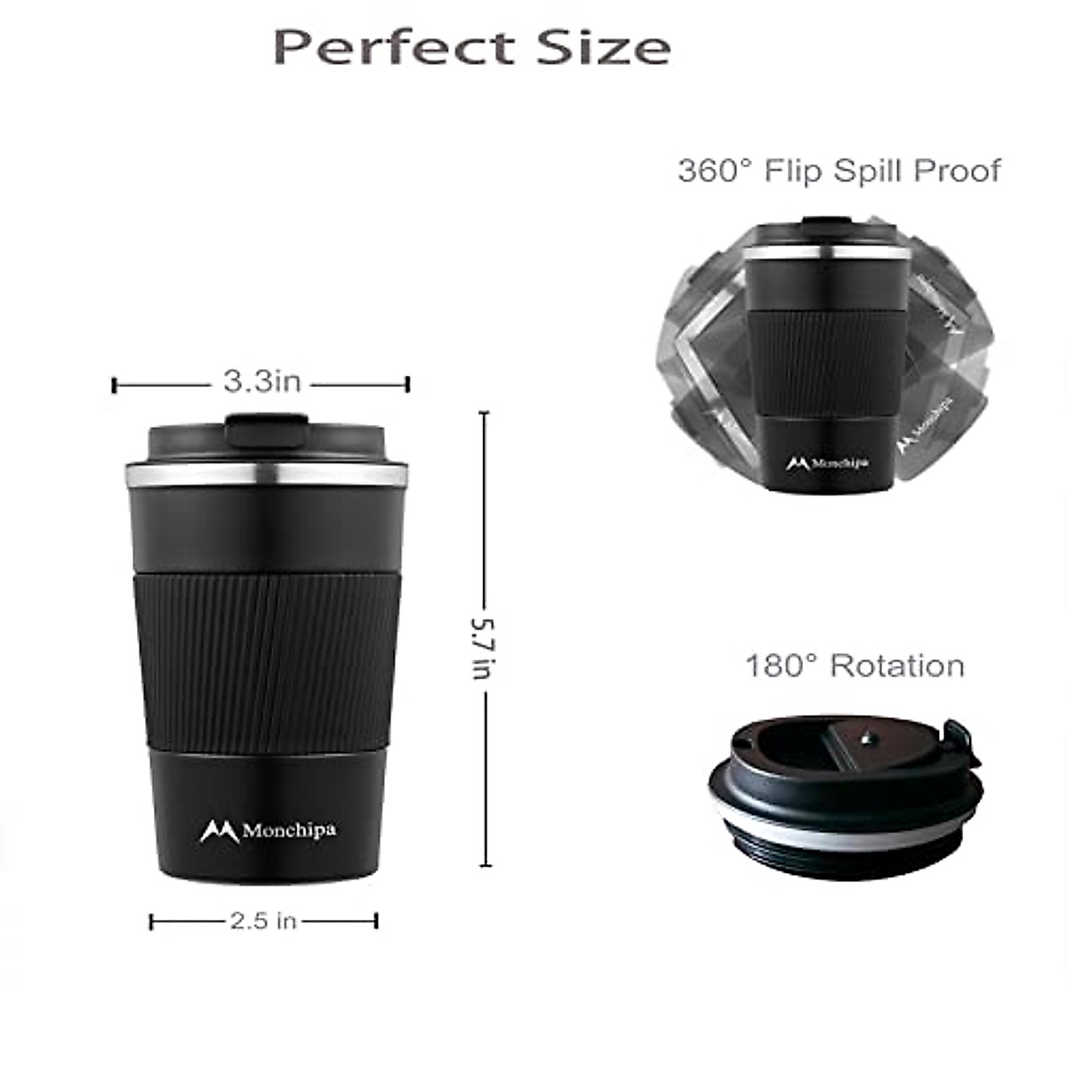 Travel Coffee Mug-12oz, Stainless Steel Coffee Cups, Double Wall thermos with Screw Lid - Spill Proof, Reusable Insulated Cup for Cold and Hot Beverages (Pink-12oz)