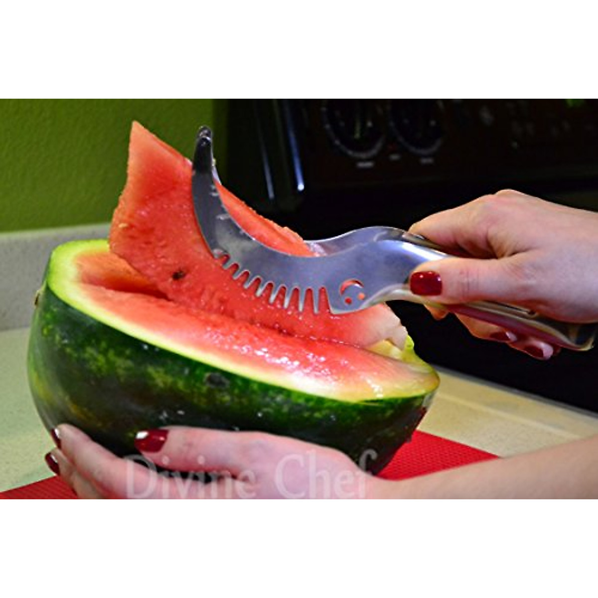 As Seen On TV Watermelon Slicer & Corer by Divine Chef | Satisfaction Gaurantee! | Cut Watermelons quickly, and easily without the mess