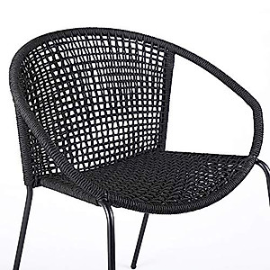 ARMEN LIVING LCSNSIBL Snack Indoor Outdoor Stackable Steel Dining Chair with Black Rope-Set of 2