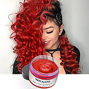 Red Hair Wax Color, SOVONCARE Temporary Dye Wax Natural Hairstyle Cream Hair Pomades for Women & Men Party Cosplay Halloween Date 4.23 oz (Red)