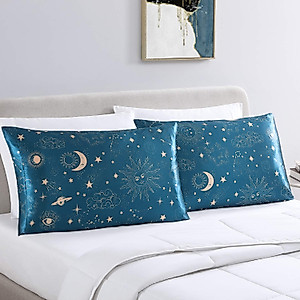 EXQ Home Satin Pillowcase Silky Satin Pillowcase for Hair and Skin,Soft Printed Pillow Cases Queen Size Set of 2 Satin Pillow Case with Envelope Closure Similar to Silk Pillow Cases