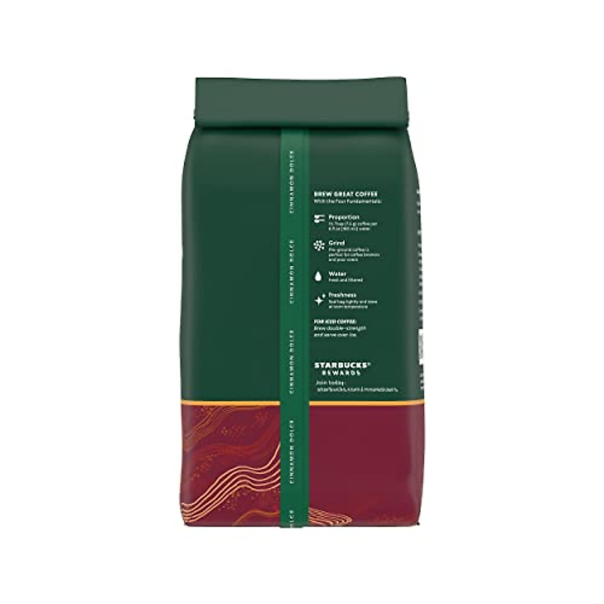 Starbucks Ground Coffee—Cinnamon Dolce Flavored Coffee—No Artificial Flavors—100% Arabica—6 bags (11 oz each)