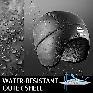 Botack Duck Down Earflap Hat, Ultra Lightweight Waterproof Windproof Down Fleece Warm Beanie Hat for Skiing Black