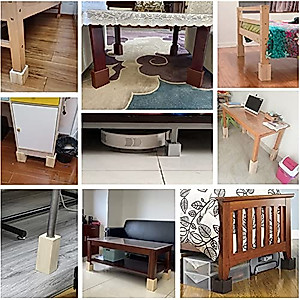 apdm 4 Pack Solid Wood Furniture Legs, Natural Square Wood Furniture Risers, Wooden Extenders for Tables, Sofas, Armchairs, Cabinets (5x5x5cm,5 cm Taller)