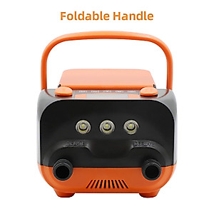 Tuomico Rechargeable LCD Electric Air Pump with 2 USB Ports, Max 16PSI SUP Pump with 6 Nozzles & 3 LED Lights for Boats, Stand Up Paddle Board, Dual Stage Inflation & Auto-Off Feature