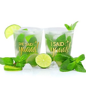 Felitsa Bachelorette Party Cups - I Said Yaaas Style (16 pcs, 16 Oz.) - Engagement Party Decoration and Bridal Shower Gift