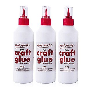 Mont Marte PVA Glue Craft Glue, Fine Tip 250g-3 Pack