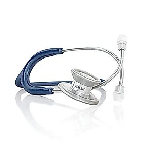 MDF Instruments MD One Epoch Lightweight Titanium Stethoscope, Adult, Navy Blue Tube, Silver Chestpiece-Headset, MDF777T04