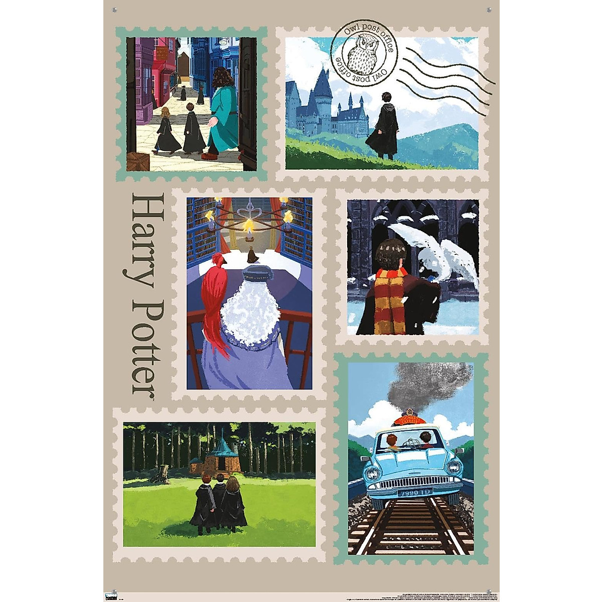 The Wizarding World: Harry Potter - Stamps Collage Wall Poster with Pushpins
