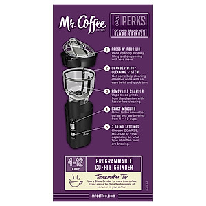 Mr. Coffee 12 Cup Electric Coffee Grinder with Multi Settings, Black, 3 Speed - IDS77