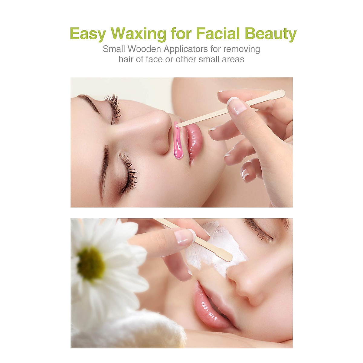 Elitehood 400 Pack Waxing Sticks Small Eyebrow Wax Sticks Wax Spatulas Small Wooden Waxing Applicator Sticks for Eyebrows & Face Hair Removal Sticks, Storage Containers Bundled