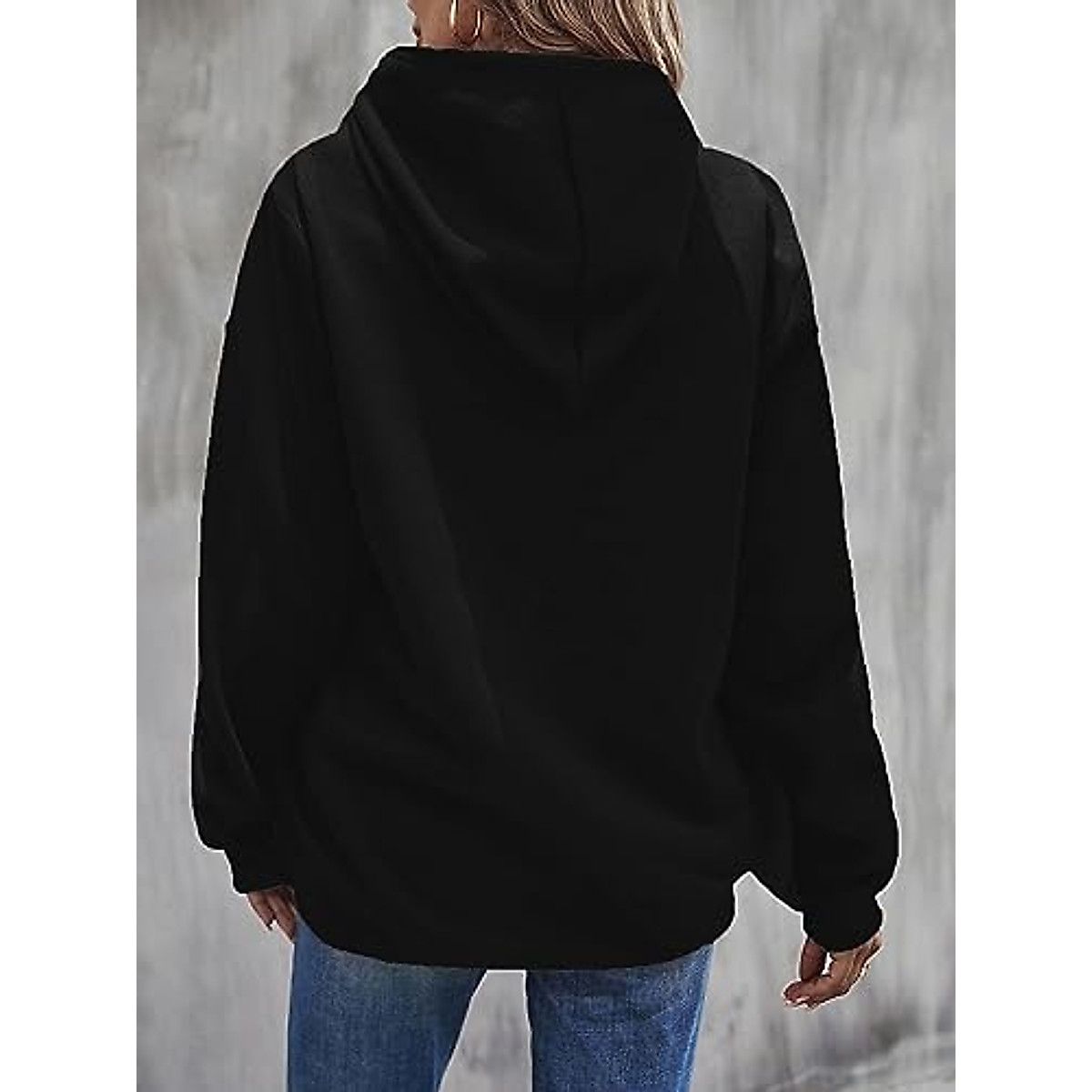 LilyCoco Women's Graphic Hooded Sweatshirt Crewneck Oversized Pullover Hoodies Skeleton Black X-Large