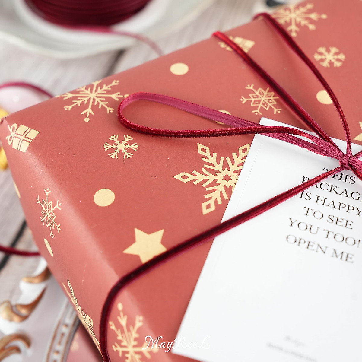 MAYREEL 1/8 Inch Burgundy Velvet Ribbon Thin Maroon Vintage Ribbon for Wedding Invitations Crafts Gift Wrapping Party Favor Boxes 50 Yards