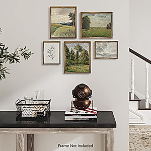 French Country Wall Art Decor - Boho Art Deco Victoria Picture Bathroom - Modern Farmhouse Kitchen Poster Print - Aesthetic Vintage Landscape Set - Sage Green Forest Tree Spring Summer Flower Sketch