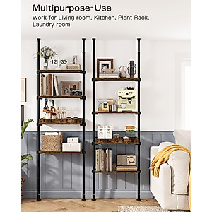 ALLZONE 4-Tier Over The Toilet Storage Shelf, Wood Bathroom Organizer Over Toilet Cabinet with Adjustable Shelf, Versatile Rack Fits Most Tight Space, Easy Assembly, 92" to 116" Height, Rustic Brown