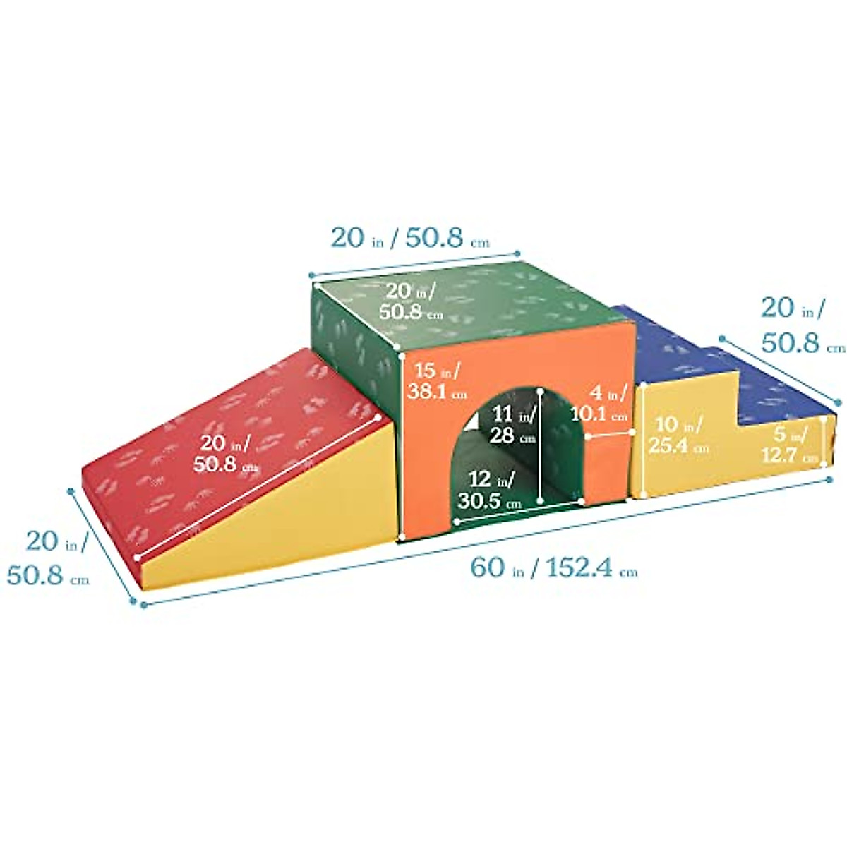 ECR4Kids SoftZone Single Tunnel Climber, Toddler Playset, Assorted, 3-Piece