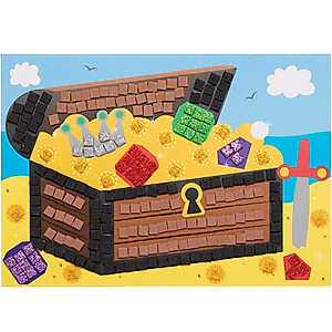 Baker Ross AT676 Pirate Mosaic Picture Kits - Pack of 4, for Kids Arts and Crafts Projects