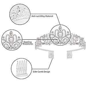 Tiaras Crown, KICOSY Silver Tiaras and Crowns for Women Princess Tiara for Women the Crown for Girls Birthday Crowns for Women Birthday Tiara Princess Crowns and Tiaras for Girls Bride Crystal Crown