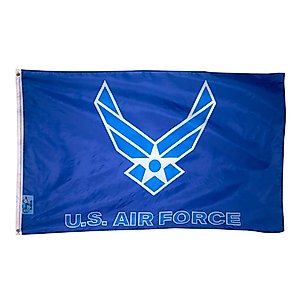 US Air Force Flag Wings Logo 3x5 ft USAF White on Blue Veteran Active (3x5FT)