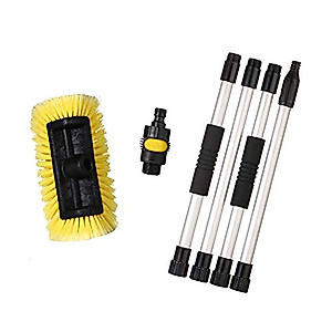 CARCAREZ 10" Flow Thru Dip Car Wash Brush Head with Soft Bristle for Auto RV Truck Boat Camper Exterior Washing Cleaning (Brush with 60" Handle)