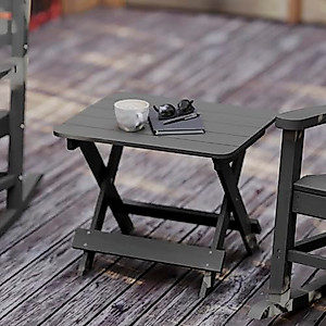 Flash Furniture Halifax Outdoor Folding Side Table, Portable All-Weather HDPE Adirondack Side Table, Gray, Set of 1
