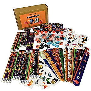 NIGHT-GRING 142PCS Halloween Toys and Novelty Assortment for Halloween Party Favors, Halloween School Stationery Party Supplies Gift Sets