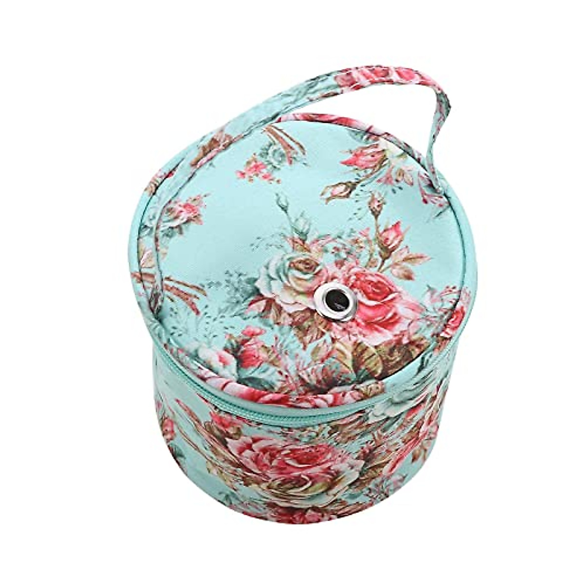 MagiDeal Yarn Storage Bag with Handle, Polyester Holder Case, Gift Tote Zipper Closure Crocheting Knitting Supplies Crochet Bag for Knitting Lovers, Flower