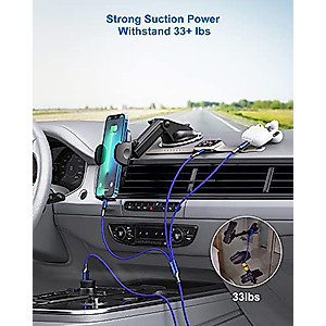 Decvamix Phone Mount for Car [Sturdiness & Flexible Arm] Hands Free Durable Car Phone Holder Mount Big Phone & Thick Case Friendly Dashboard Air Vent Windshield Compatible iPhone Samsung Galaxy Moto