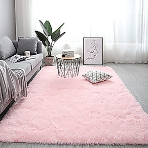 Soft Fluffy Furry Throw Rugs for Bedroom, Machine Washable Bedroom Rugs Cute Girls Room Decor, Non-Slip Throw Carpet Area Rug for Living Room, Nursery Decor,1.6x2.6Feet,Gray