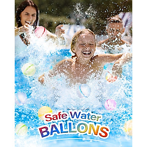 ALTOR Reusable Water Balloons, Magnetic Self Sealing Quick Fill Water Balloons, Latex-Free Silicone Water Balloons, No Pick UP after Water Fight Games, Summer Toys for Kids Adults (Glitter-15 Pcs)
