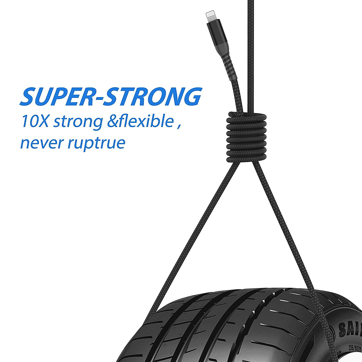 SMALLELECTRIC PAST SMILE, FUTURE WIN 2 Pack Long Cable 10 Foot,Nylon Braided 10 feet Charging Cord