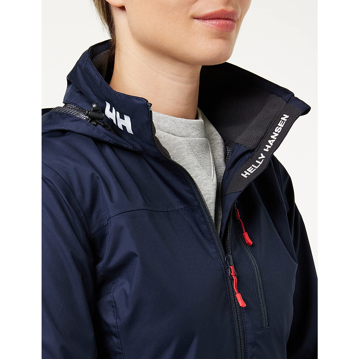 Helly Hansen Women's Crew Hooded Waterproof Windproof Breathable Rain Jacket, 598 Navy, Medium