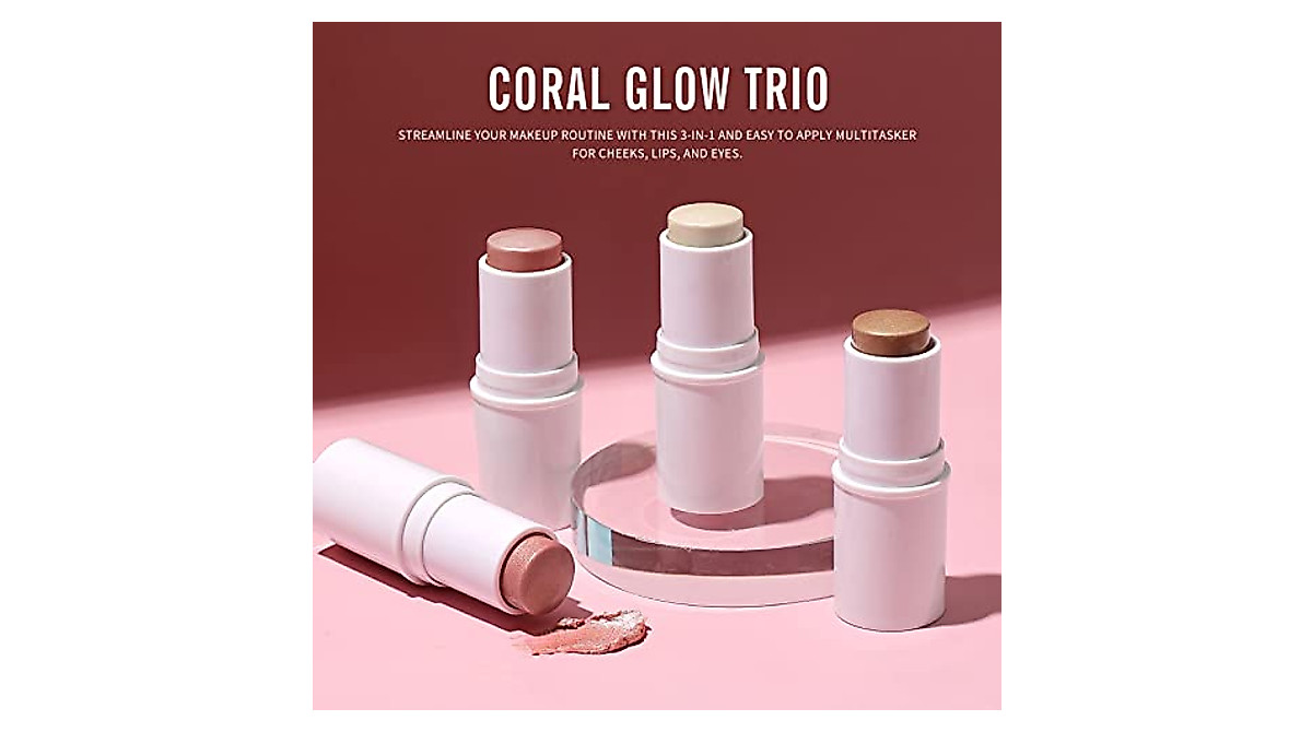 KIMUSE Multi Stick Trio Face Makeup - All-in-One Cream Blush & Highlighter