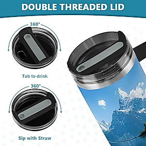 FRCSDIY Snowy Mountains and Lakes Insulated Tumbler with Handle and Straw Lid,30oz Leakproof Stainless Steel Cup BPA-Free Water Bottle