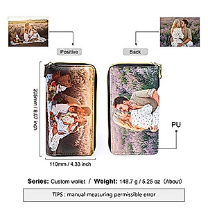 Gemszoo Custom Photo Wallet Personalized Leather Picture Zipper Purse Credit Card Clutch (Large)