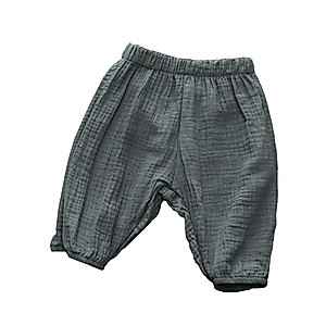 3 Pack Cotton Linen Harem Bloomers Pants for Baby Toddler, Yellow Green Blue, 2T