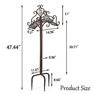 Garden Hose Holder Freestanding Hose Stand Outdoor Floral Leaf Decorative Water Hose Storage Holders Antique Metal Hose Hangers for Outside Lawn Yard