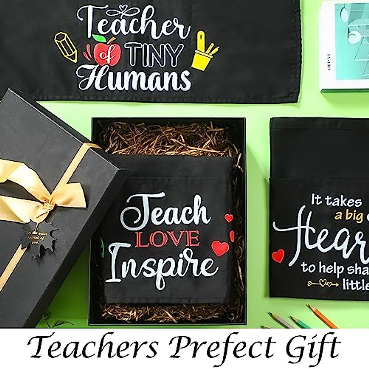 Berlune 6 Pieces Half Apron for Teachers with 3 Pockets Teacher Apron 3 Pocket Waist Apron Teacher Appreciation Gift Ideas