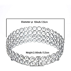 Feyarl Crystal Cosmetic Makeup Tray Jewelry Trinket Tray Organizer Vanity Tray Mirrored Decorative Tray Home Deco Dresser Perfume Skin Care Tray for Christmas Brithday Gift(Round 10" inch) (Silver)