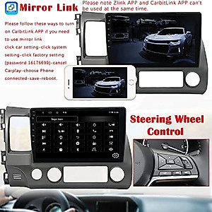 Binize Android 10 Car Stereo Compatible with CarPlay&Android Auto,10 Inch Touch Screen Car Radio Support Bluetooth,GPS Navigation,FM&AM,RDS,DSP,SWC for Honda Civic 2006-2011+Backup Camera