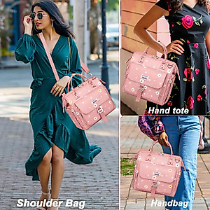 Weitars Lunch Bag for Women,Floral Insulated Lunch Box Lunch Tote,Wide-Open Lunch Purse with Removable Shoulder Strap,Lunchbag for Work Picnic Hiking