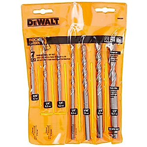 DEWALT Masonry Drill Bit Set, Percussion, Concrete & Block, 7-Piece (DW5207)