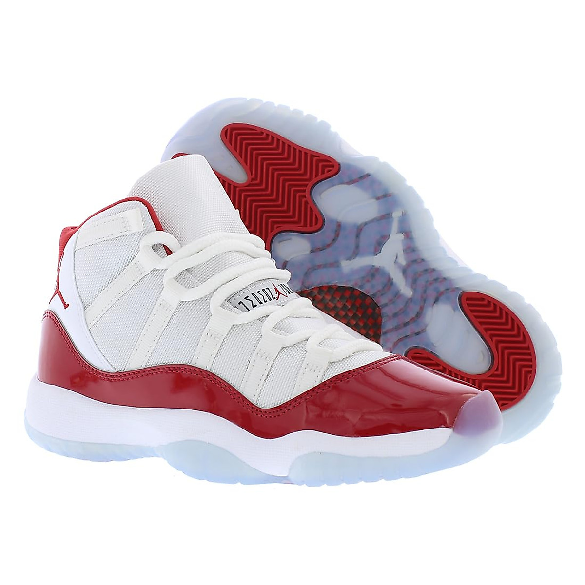 Jordan 11 Retro Big Kids Shoes Size- 3.5 White/Varsity Red-Black