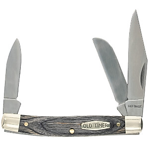 Old Timer Heritage Series 34OT Middleman 5.7in Traditional Folding Pocket Knife with Stainless Steel Clip Point Blade, Sheepsfoot Blade, Pen Blade, and Laminate Handle for Hunting, EDC, and Outdoors