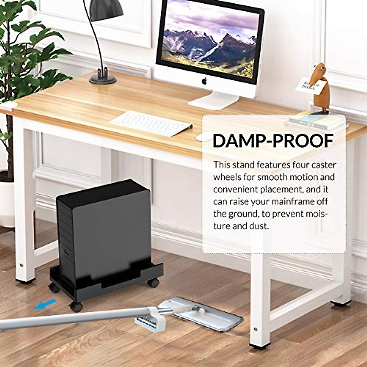 ORICO Computer Tower Stand, Mobile CPU Holder with 4 Caster Wheels Fits for Most Computer Tower, Gaming PC, Printer, Under Desk PC Holder (Black)