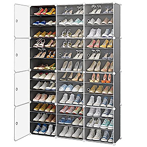 Aeitc Shoe Rack Organizer Shoe Storage Cabinet Narrow Standing Stackable Space Saver (72 Pairs, Grey)