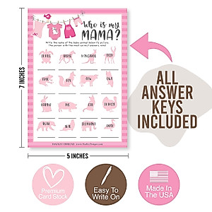 25 Pink Animal Matching, 25 Nursery Rhyme Game, 25 Who Knows Mommy Best, 25 Baby Prediction And Advice Cards - 4 Double Sided Cards, Baby Shower Party Supplies