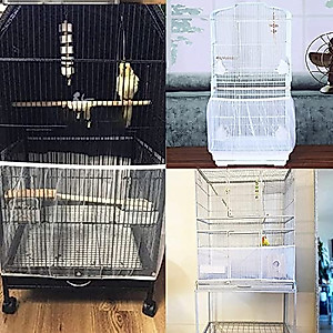 MIDOGAT Bird Cage Cover Seed Catcher, Bird Seed Guards Catchers, Parrot Nylon Mesh Net Cover, Stretchy, Prevent Scatter, Reusable (M)
