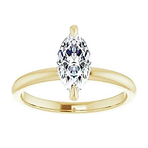 10K/14K/18K Solid Yellow Gold Handmade Engagement Ring Set, 1 Carats Marquise Cut Moissanite Diamond Wedding Ring Set, Yellow,White,Silver